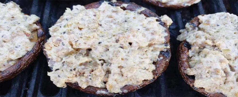 Sausage Stuffed Grilled Shiitake | Shiitake Recipes | Top Hat Mushrooms